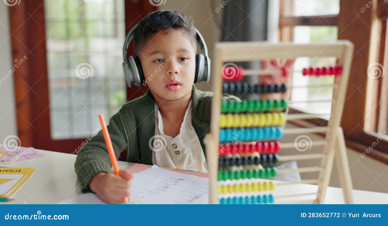 Home Learning, Math Education or Child in Kindergarten Studying for ...