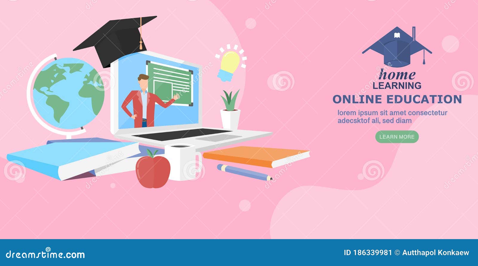 Home Learning Online Education Stock Illustration - Illustration of ...