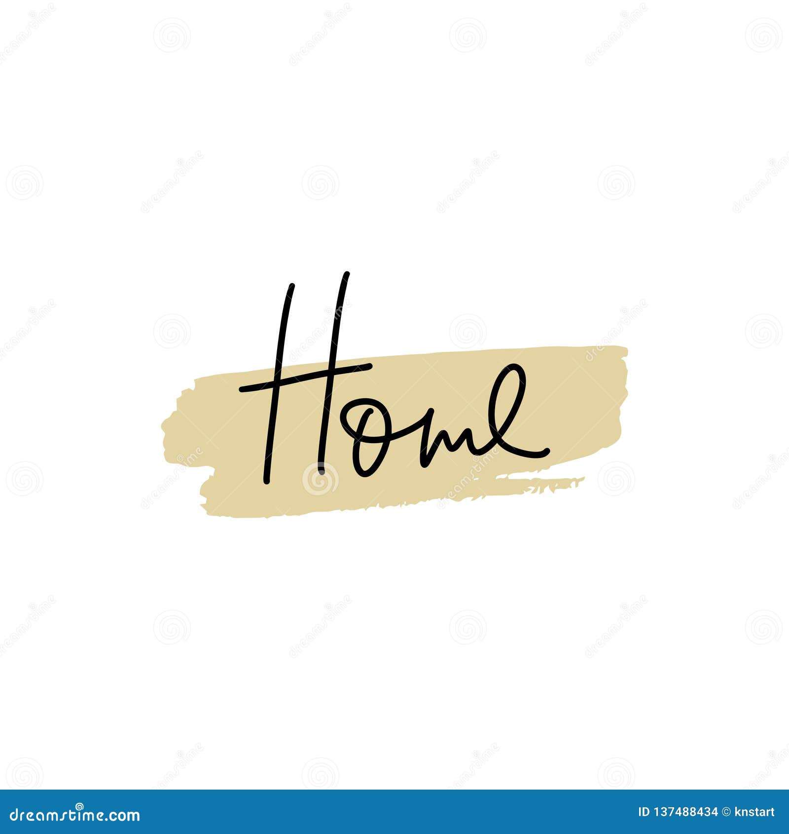 Home Lettering Text and Brush Stroke Background, Vector Design Element ...
