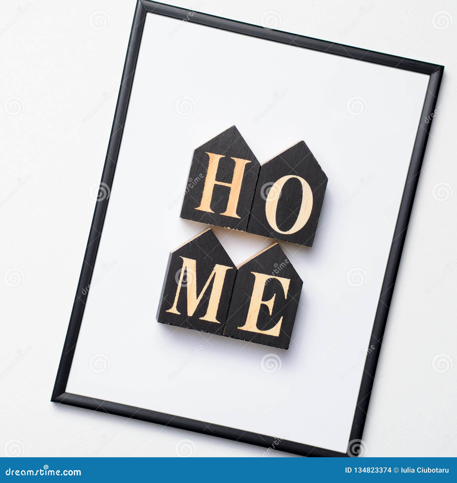 Home Letters in a Frame on White Background, Home Concept, Flat Lay ...