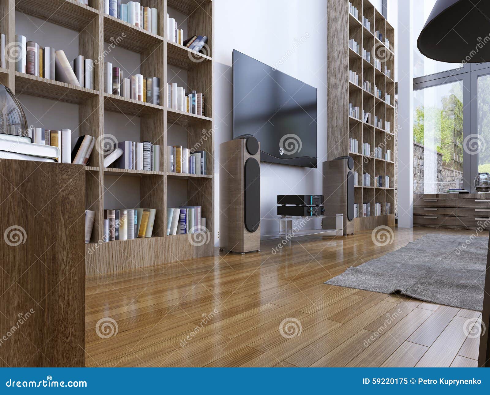 Home Library in Modern Style Stock Image - Image of book, recreation ...