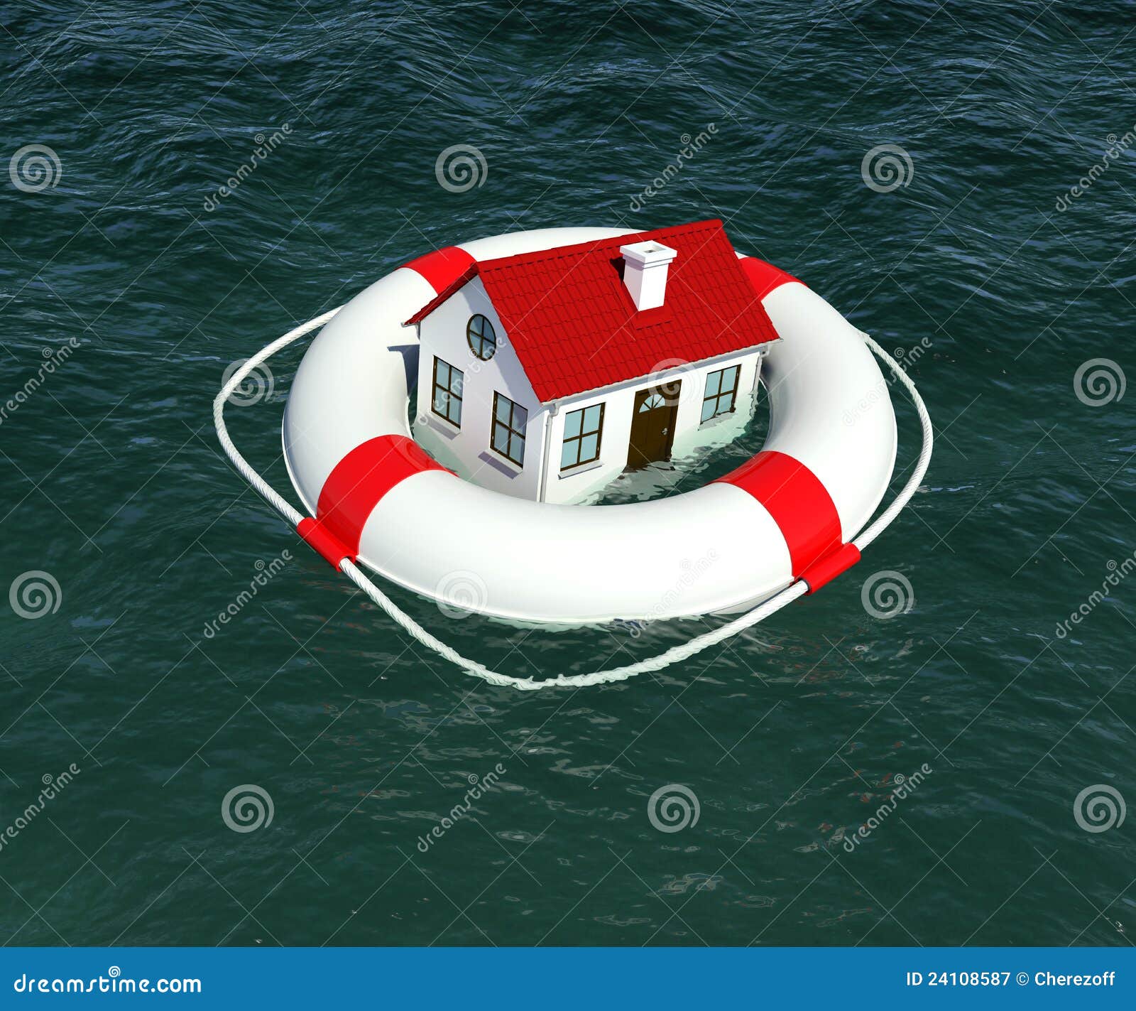 Home and lifebuoy in water stock illustration. Illustration of guard ...