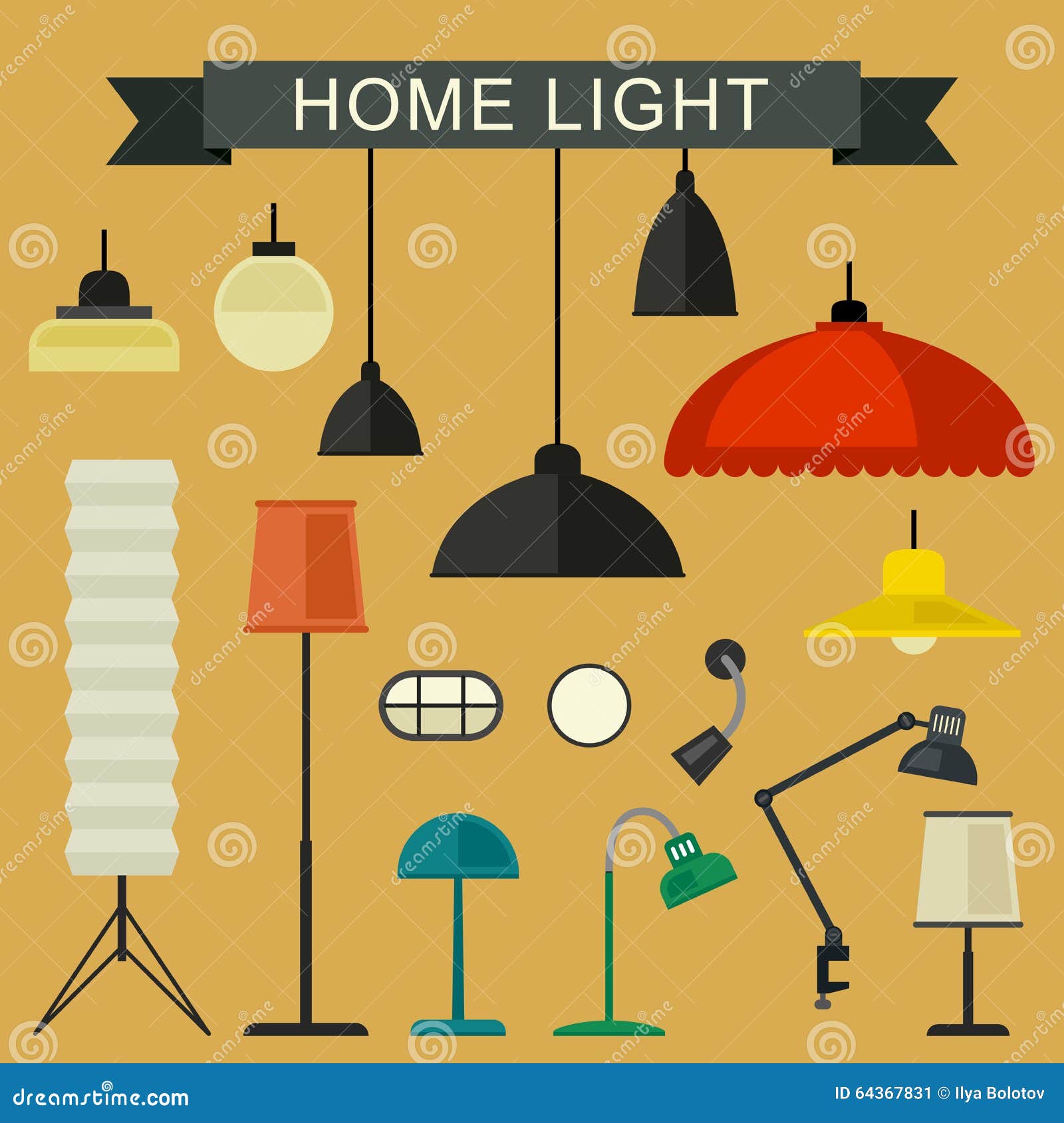 Home light icons set. stock vector. Illustration of desk - 64367831