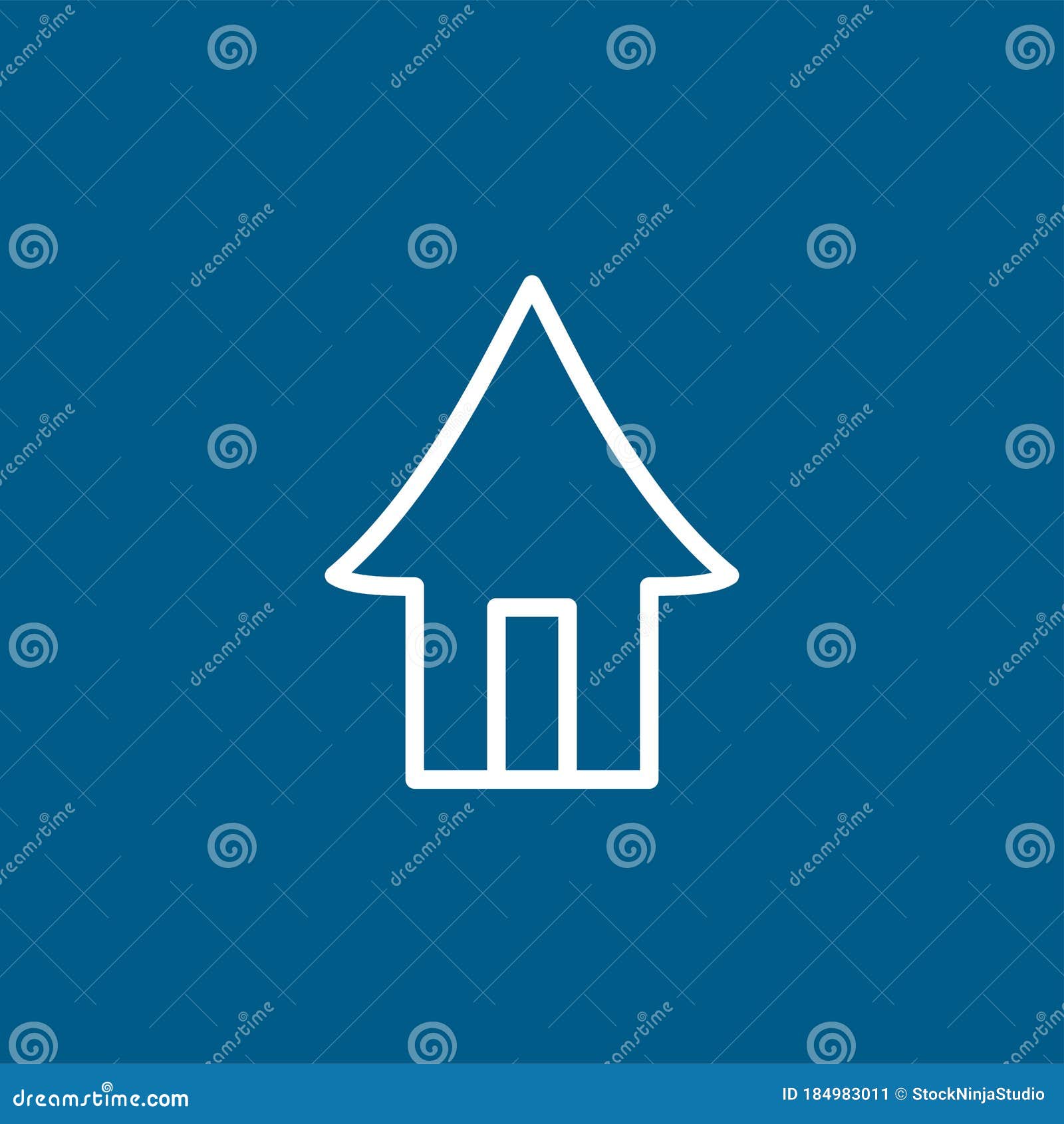 Home Line Icon on Blue Background. Blue Flat Style Vector Illustration ...