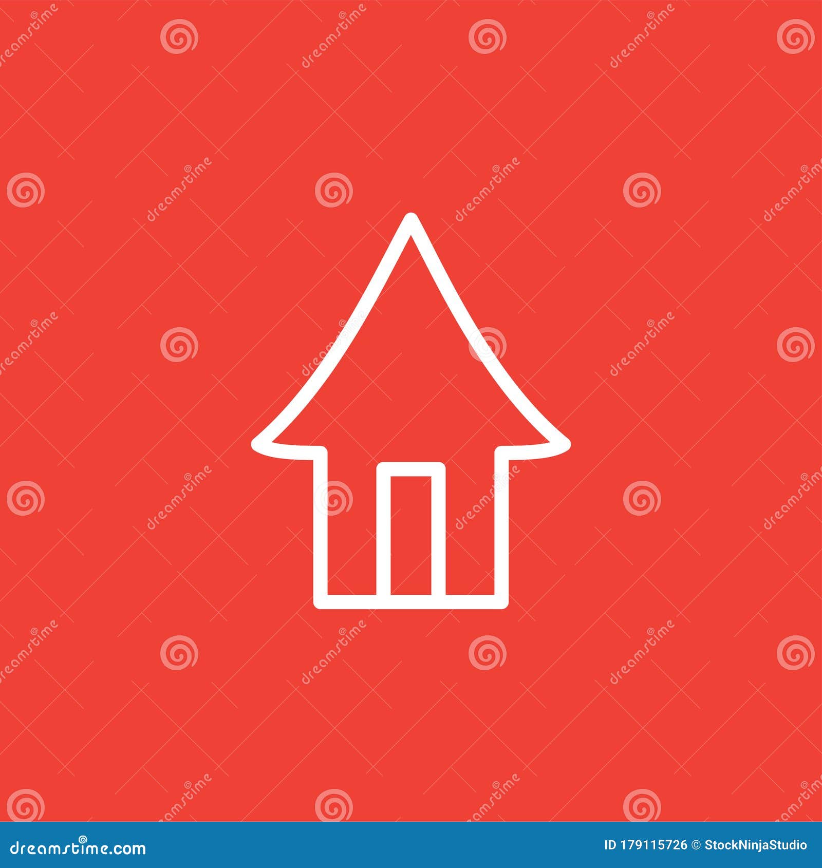 Home Line Icon on Red Background. Red Flat Style Vector Illustration ...