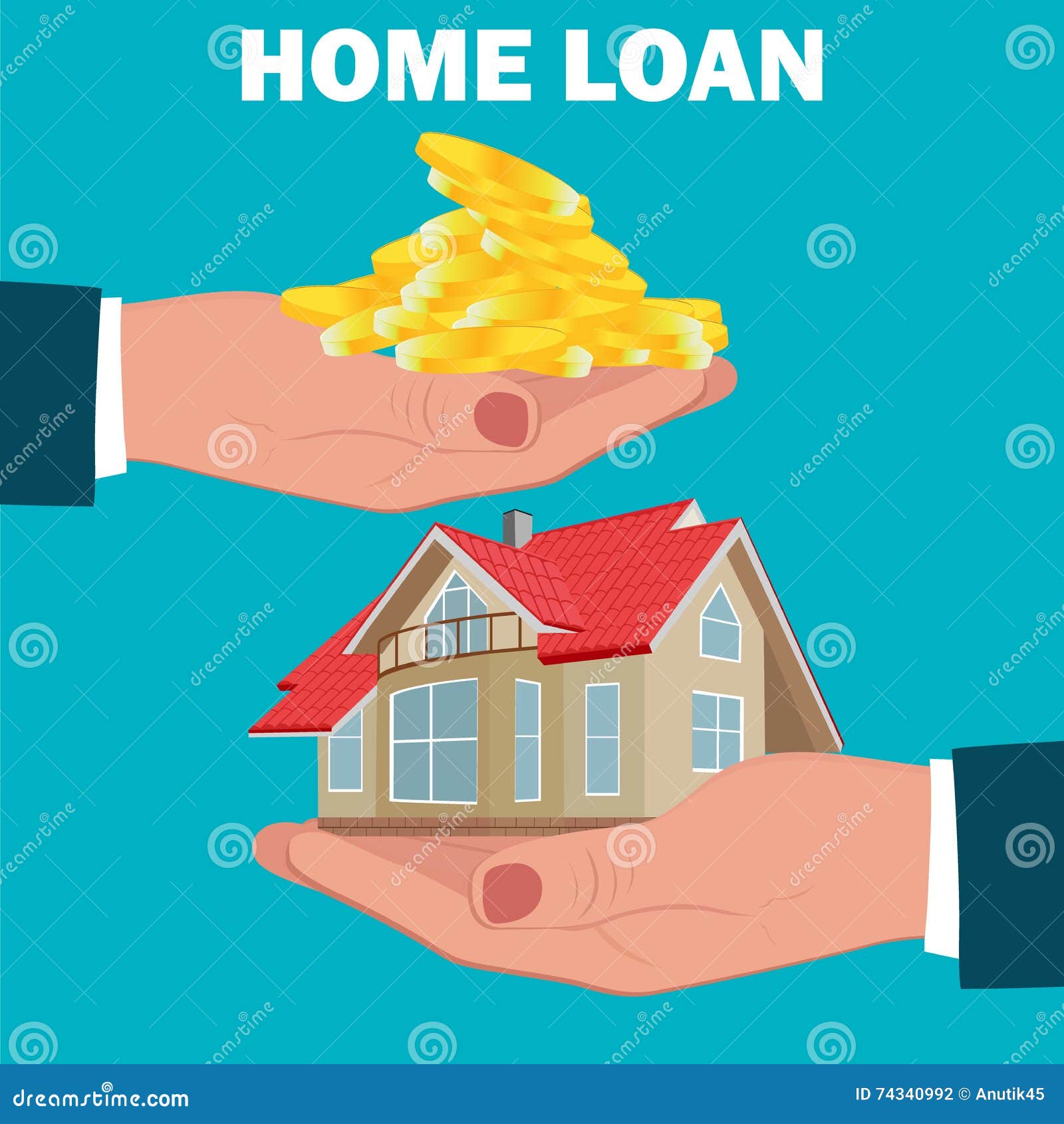 Home Loan, Mortgage, Flat Design, Vector Illustration Stock Vector - Illustration of loan ...