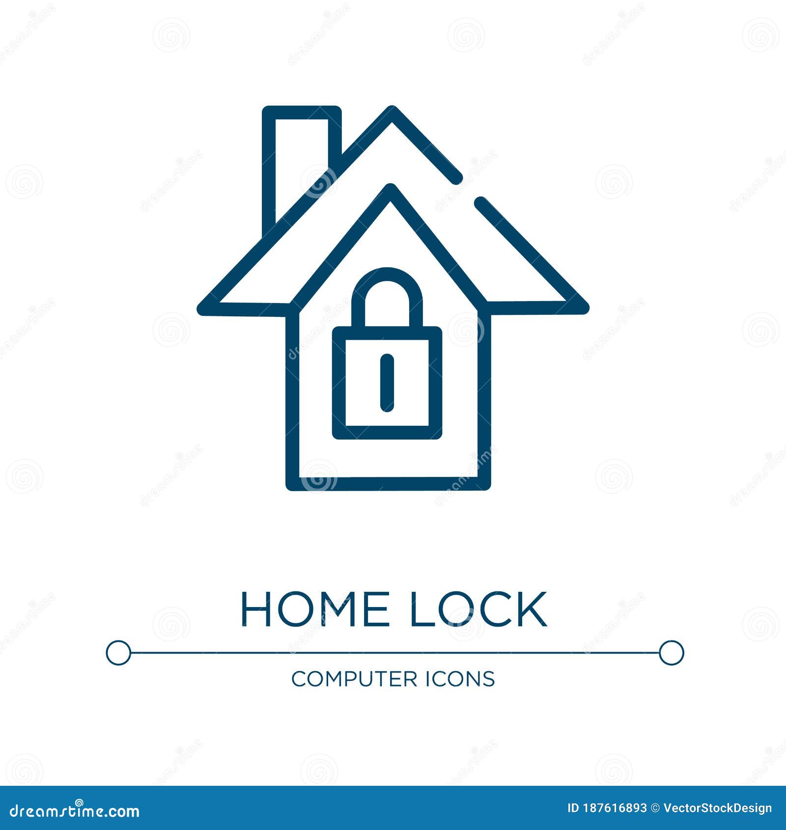 Home Lock Icon. Linear Vector Illustration from Computer and Media ...