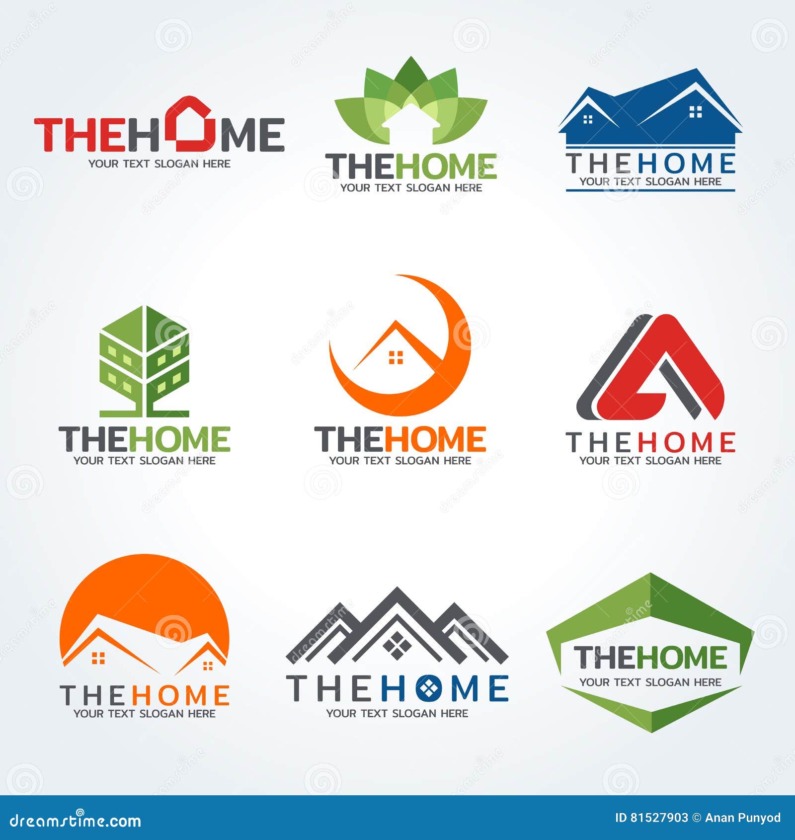 The Home Logo Vector Set Art Design Stock Vector - Illustration of ...