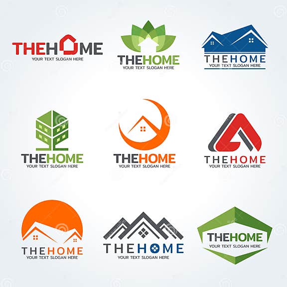 The Home Logo Vector Set Art Design Stock Vector - Illustration of ...