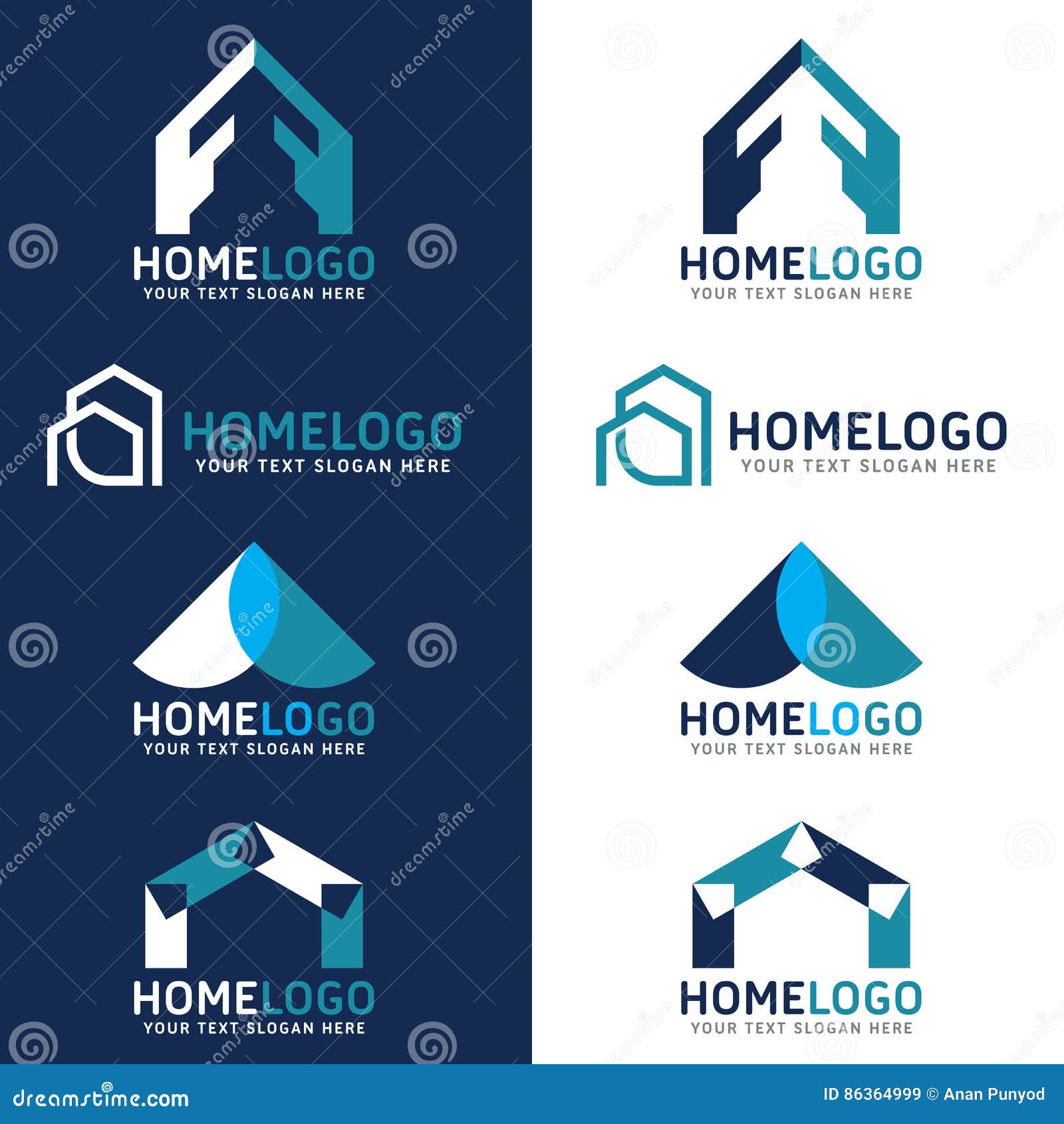 Home Logo Vector Set Design - Blue Tone Style Stock Vector ...
