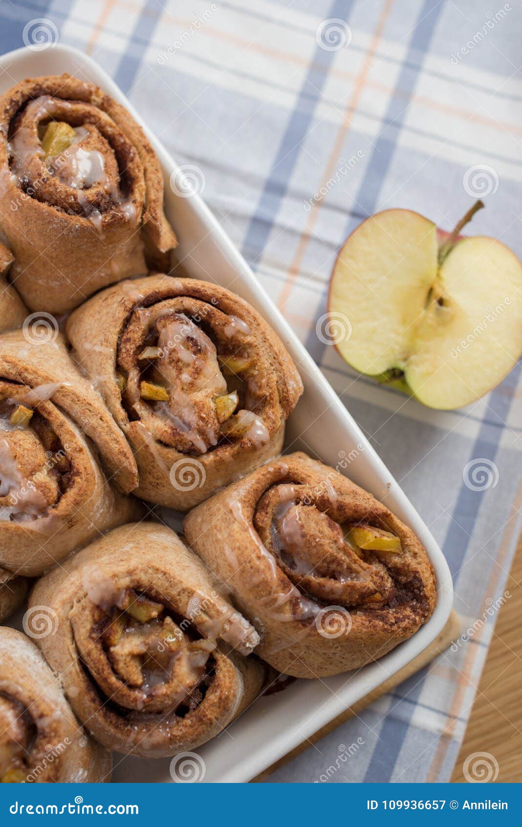 Apple Cinnamon Buns with Whole Wheat Stock Image - Image of baked, dark ...