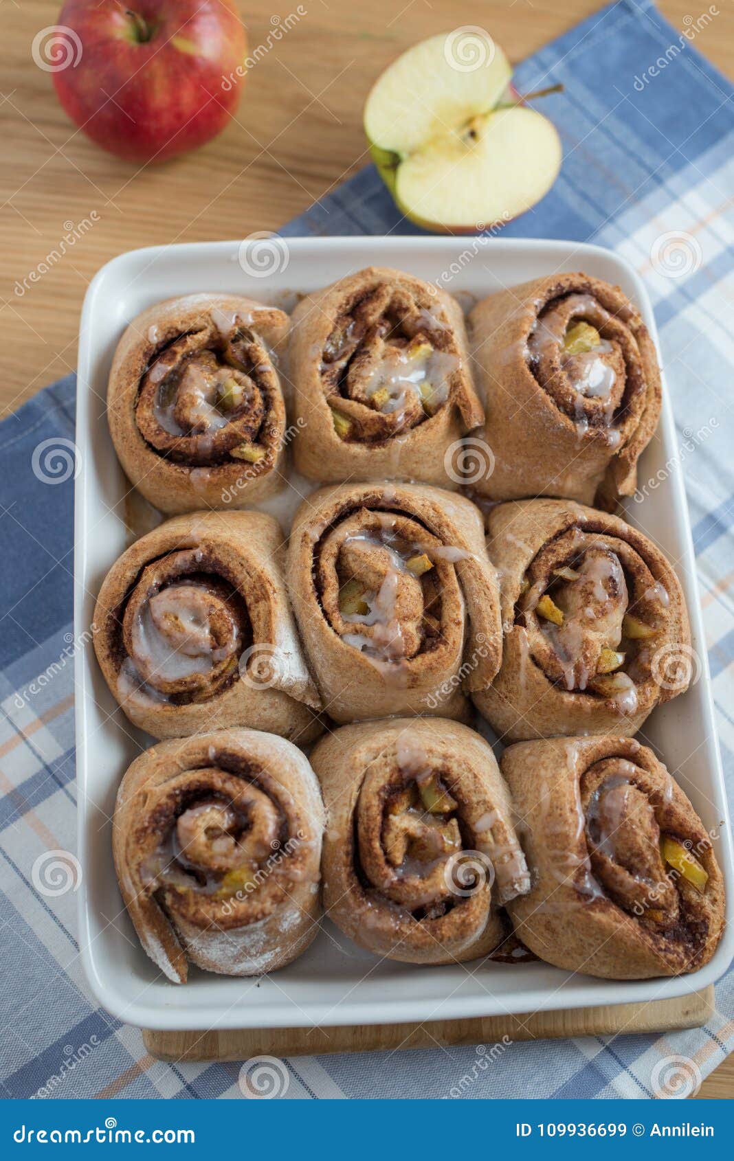 Apple Cinnamon Buns with Whole Wheat Stock Image - Image of coffee ...