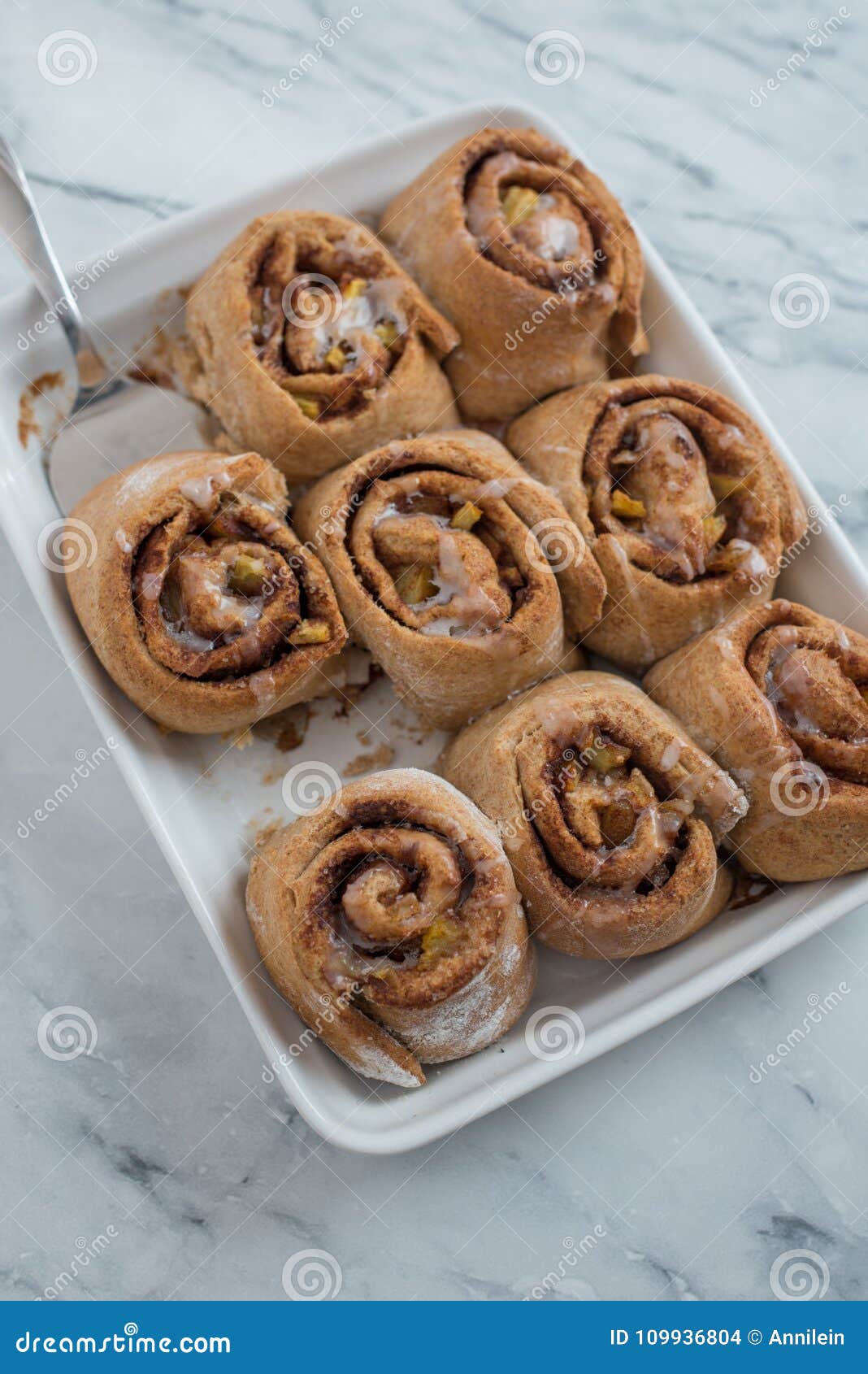 Apple Cinnamon Buns with Whole Wheat Stock Photo - Image of brown ...