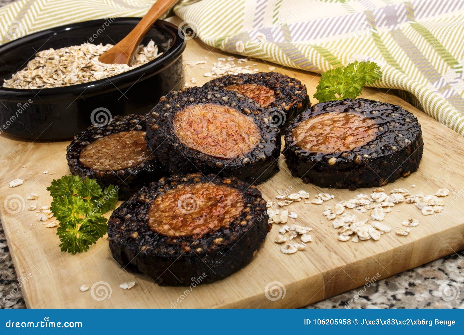 Home Made Black and White Pork Pudding Roll Stock Photo - Image of ...
