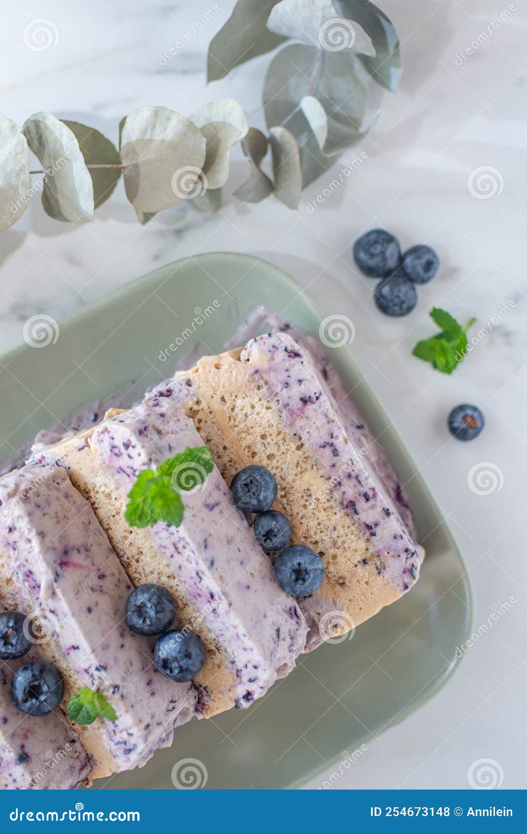 Home Made Blueberry Vanilla Semifreddo Ice Cream Parfait Stock Photo ...