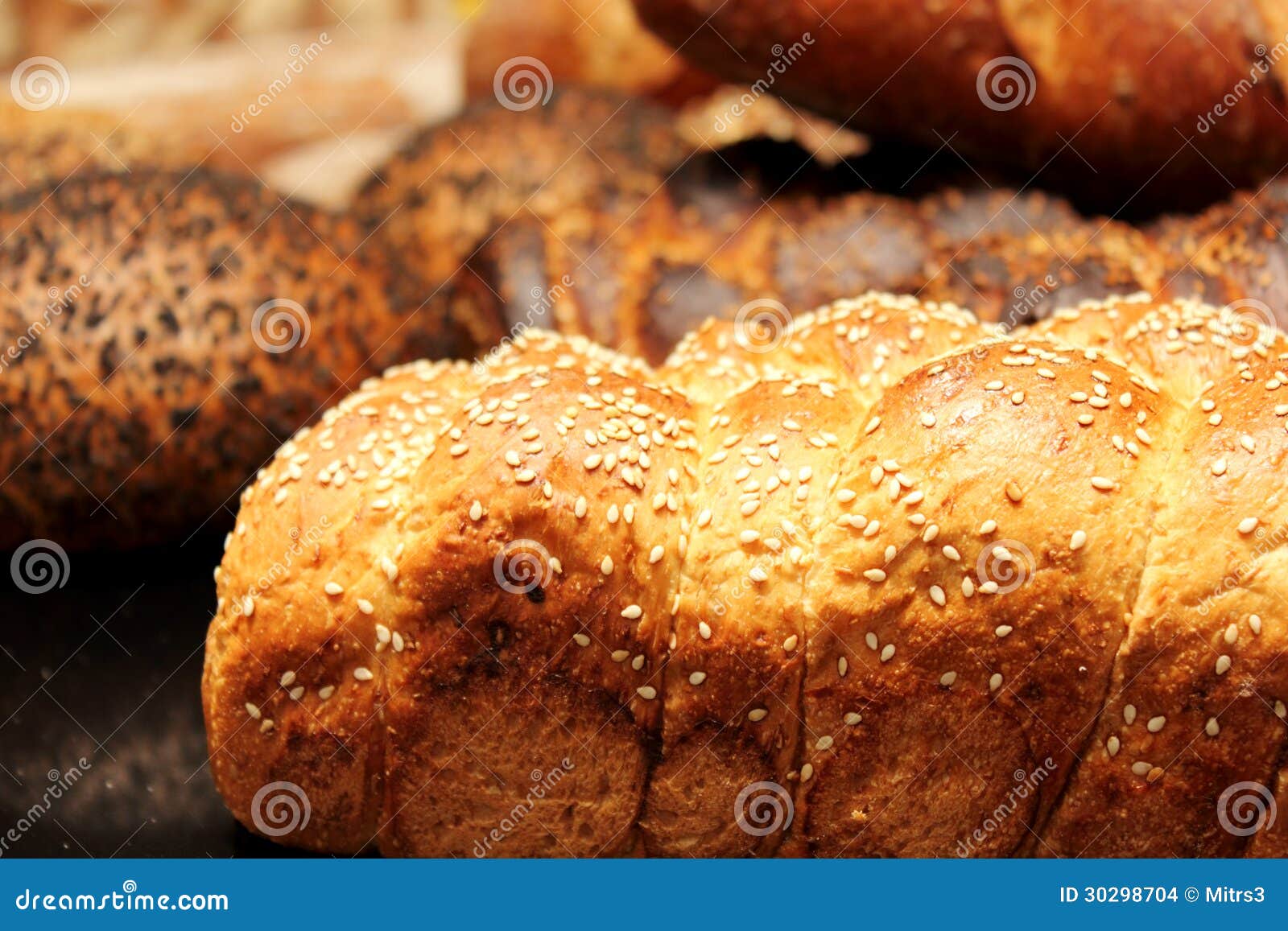 Home-made Bread with Sesame Seed Stock Photo - Image of isolated ...