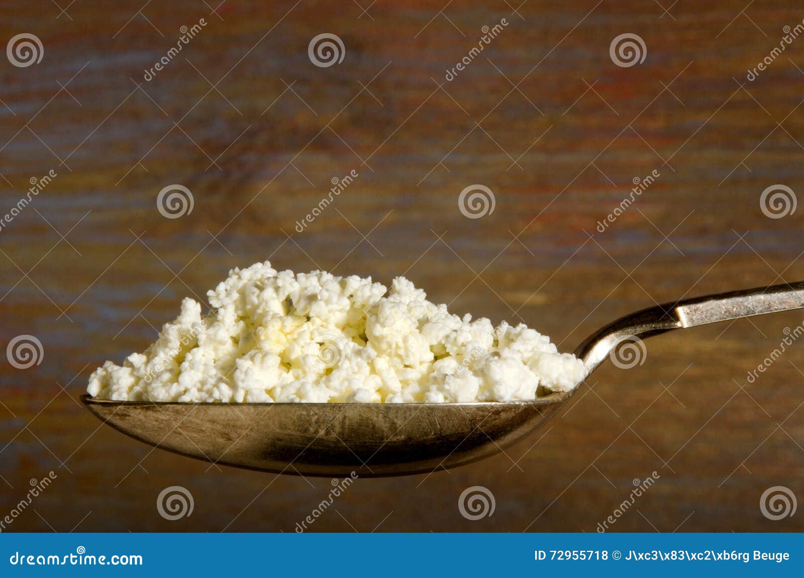 Home Made Cottage Cheese on a Spoon Stock Photo - Image of food ...