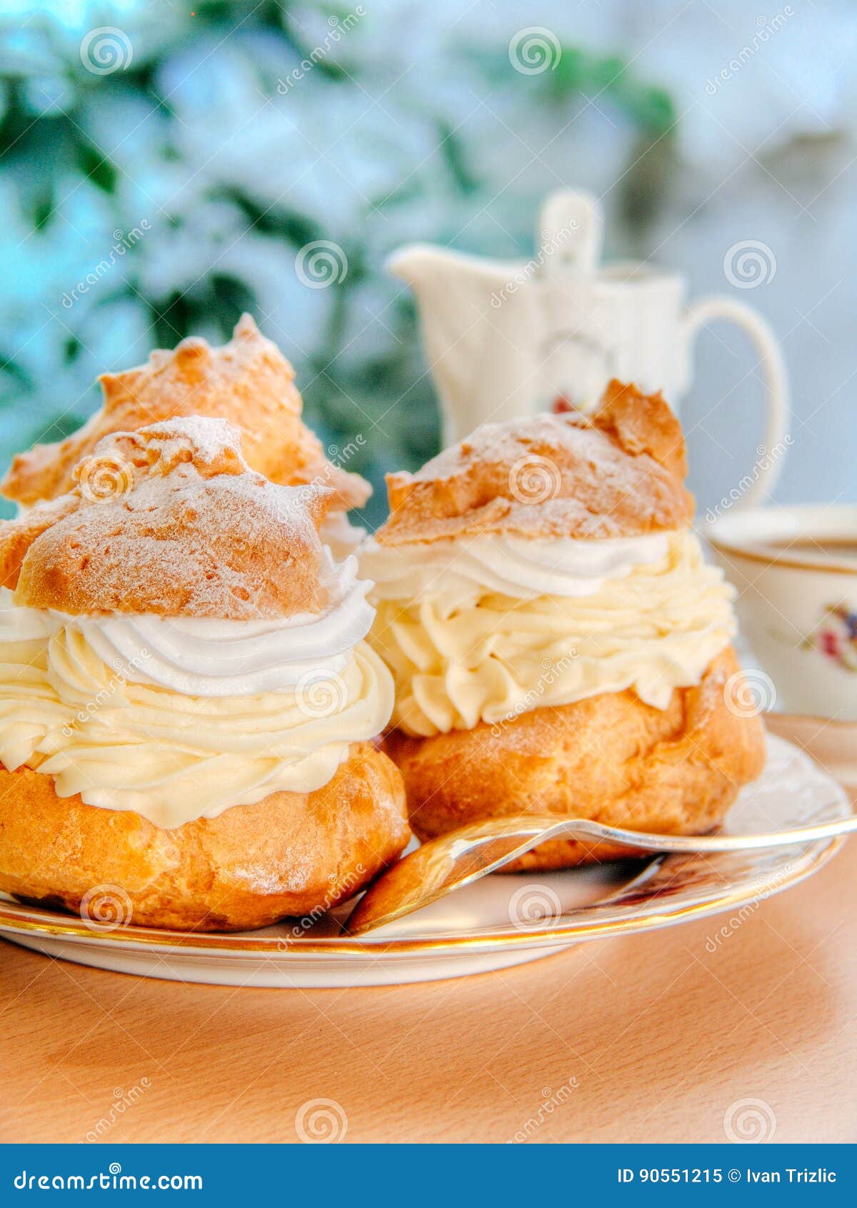 Home Made Delicious Vanilla, Cream Puff, Profiterole Stock Image ...