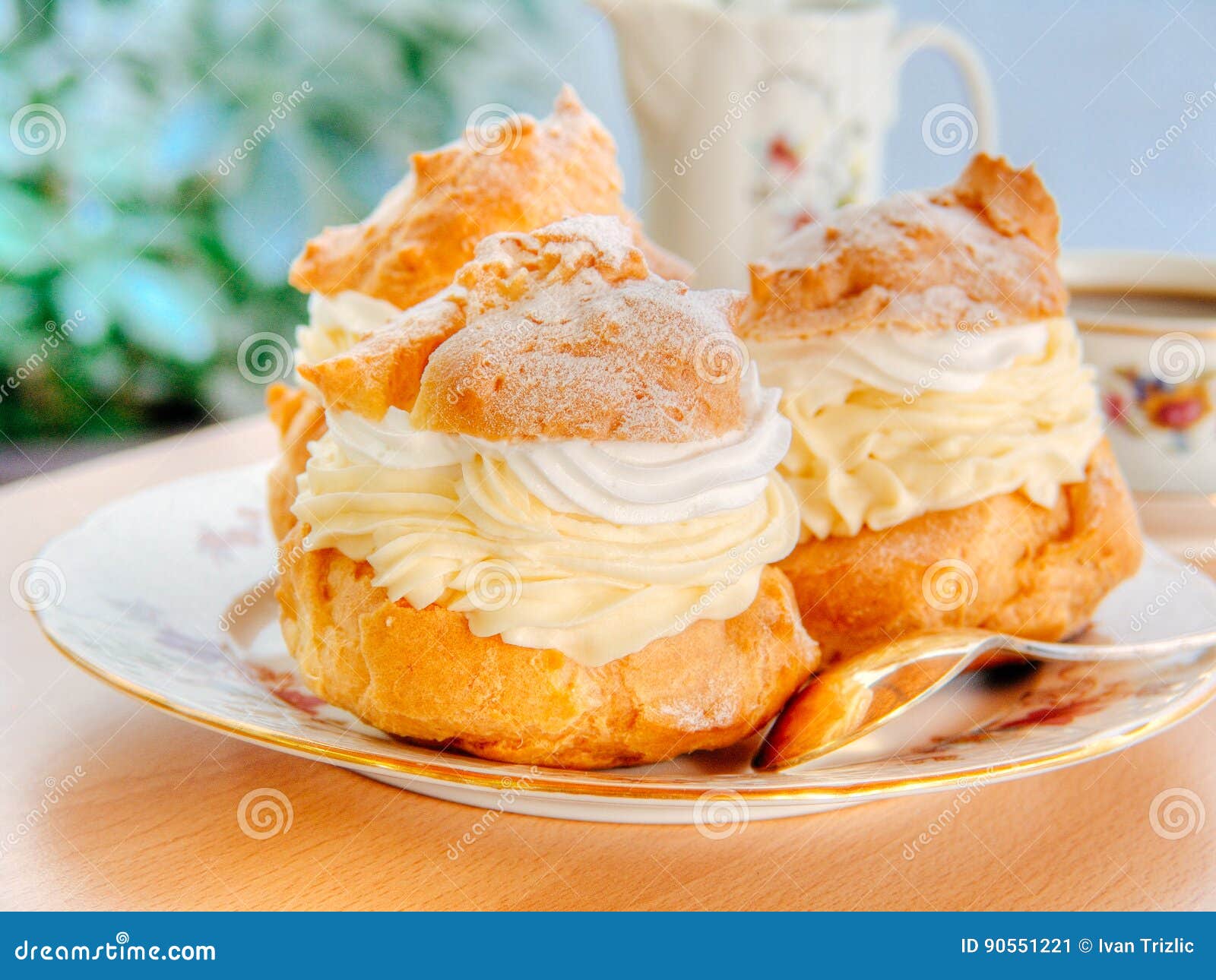 Home Made Delicious Vanilla, Cream Puff, Profiterole Stock Image ...
