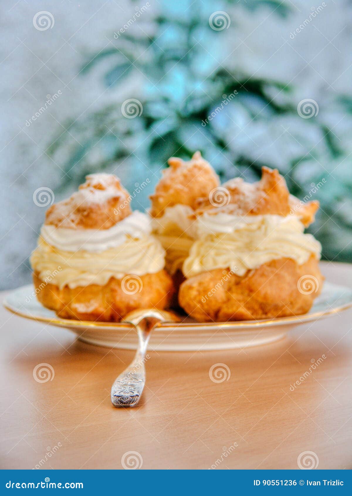 Home Made Delicious Vanilla, Cream Puff, Profiterole Stock Photo ...