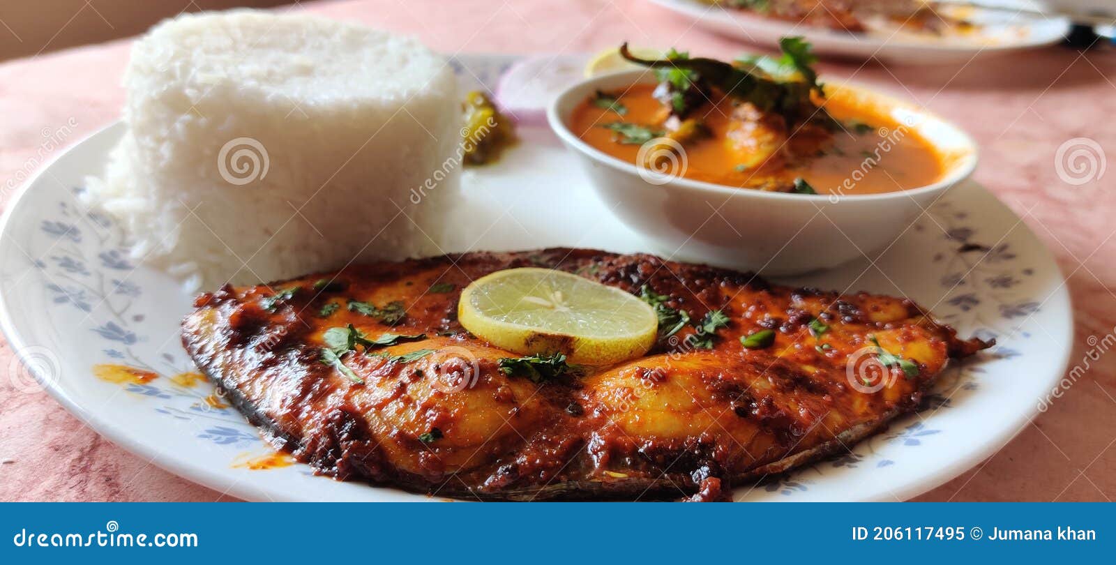 Home made Fish thali stock image. Image of meal, curry - 206117495