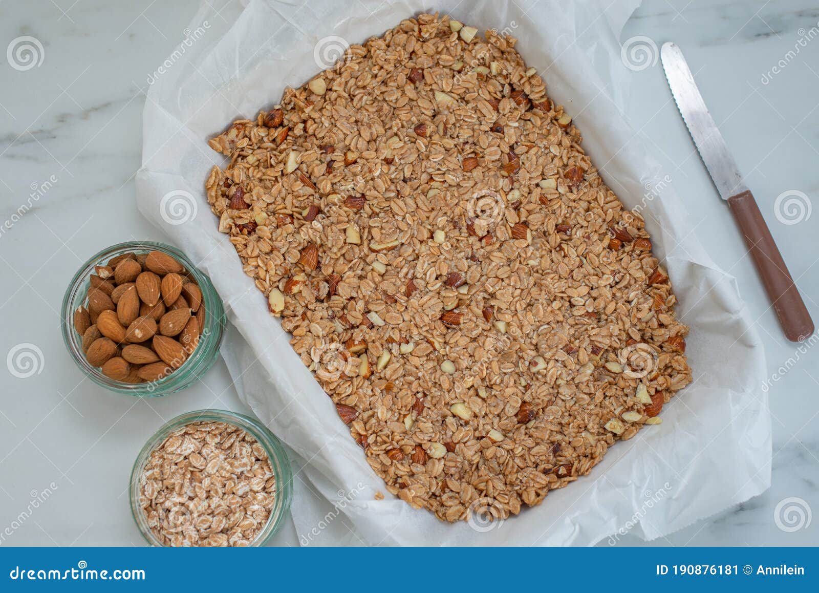 Home Made Healthy Granola Bars on a Table Stock Image - Image of casein ...