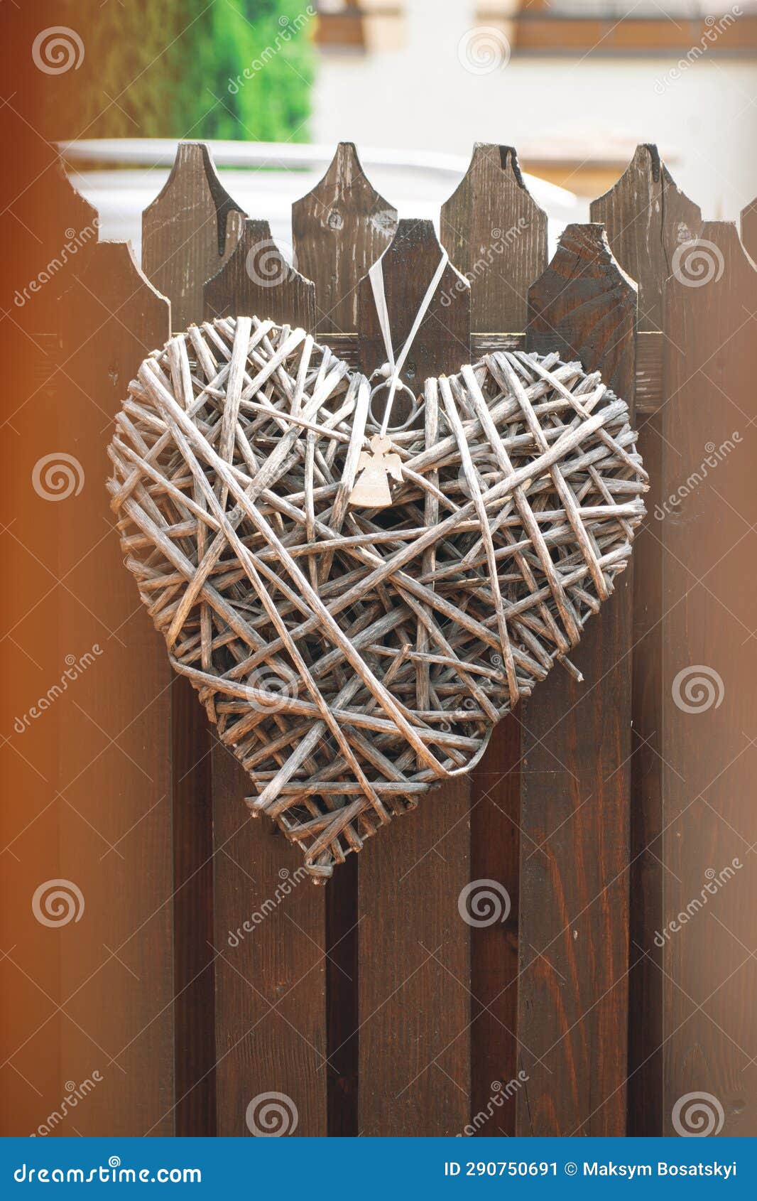 Home-made Heart Decor Hanging on the Fence Stock Image - Image of ...