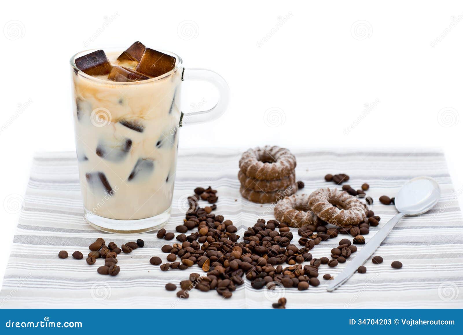 Home-made Ice Coffee with Coffee Beans and Biscuits Stock Image - Image ...