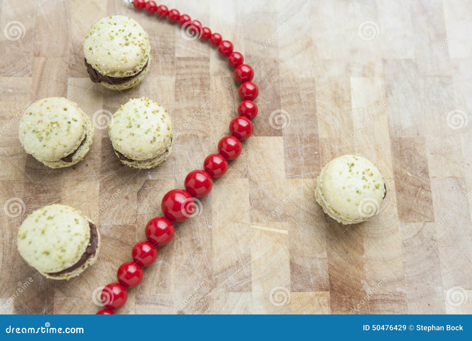 Home-made Macaroons with a Red Pearl Necklace Stock Image - Image of ...