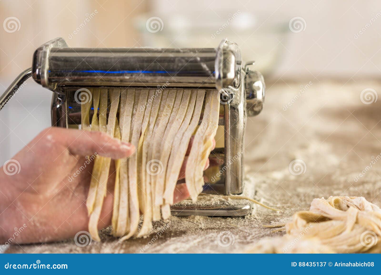 Home made pasta stock image. Image of ethnic, steel, lunga - 88435137