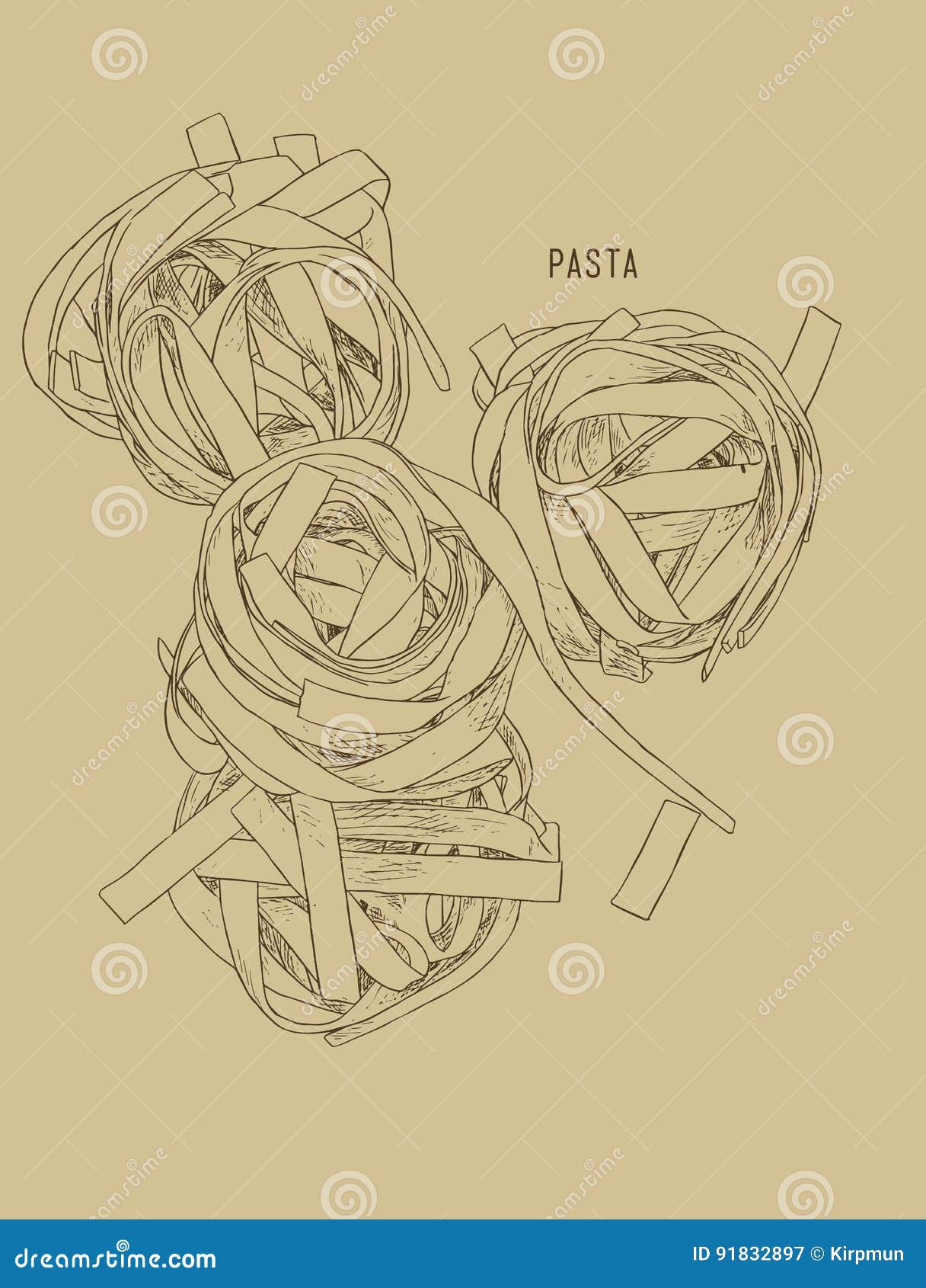 Home made pasta vector. stock vector. Illustration of cafe - 91832897