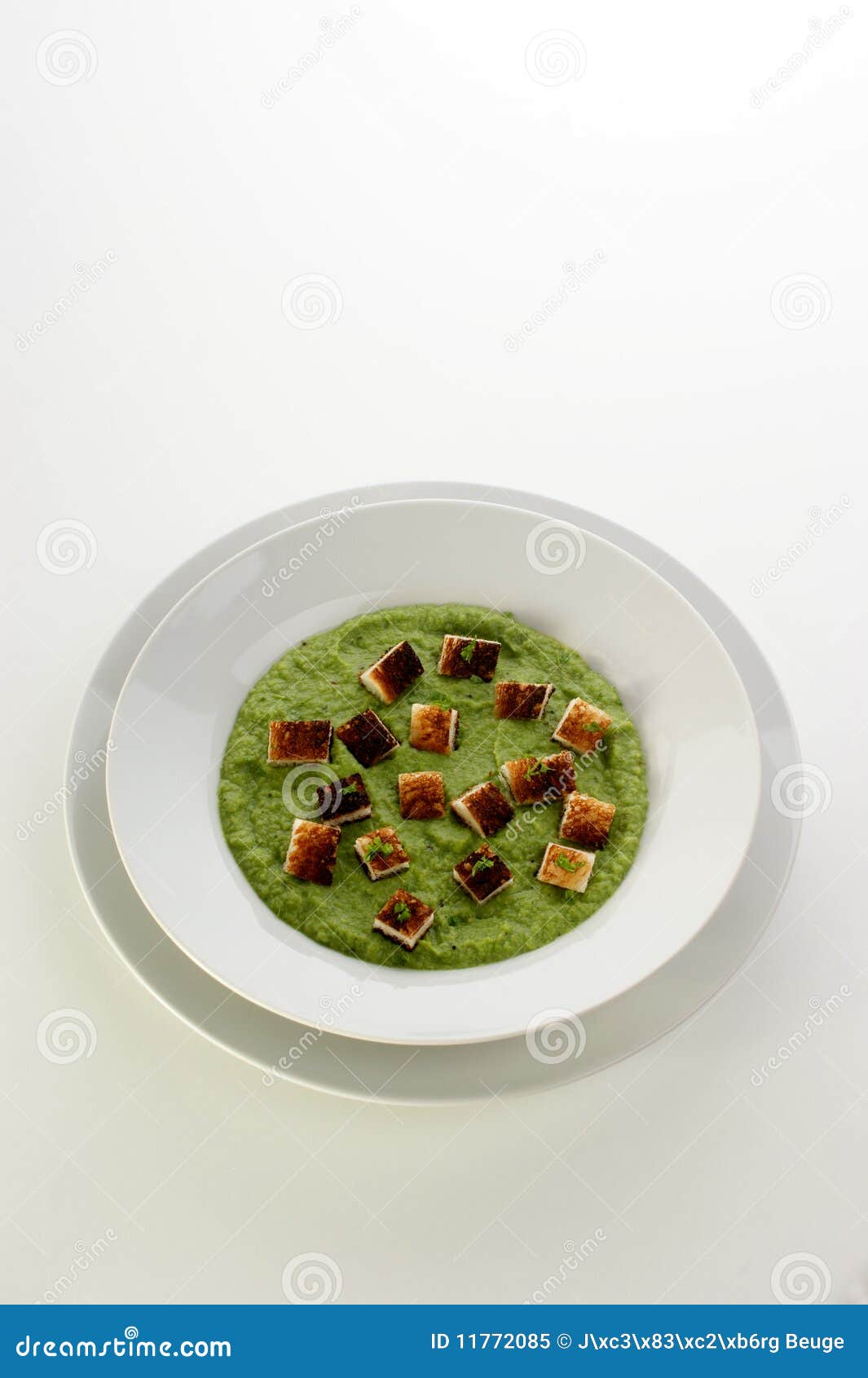 Home Made Pea Puree on a White Plate Stock Image - Image of organic ...