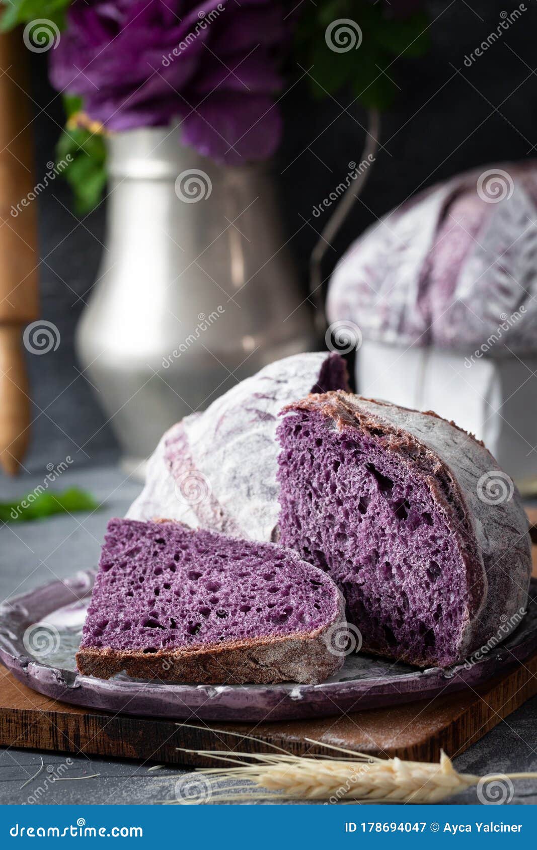 Home made purple bread stock image. Image of eating - 178694047