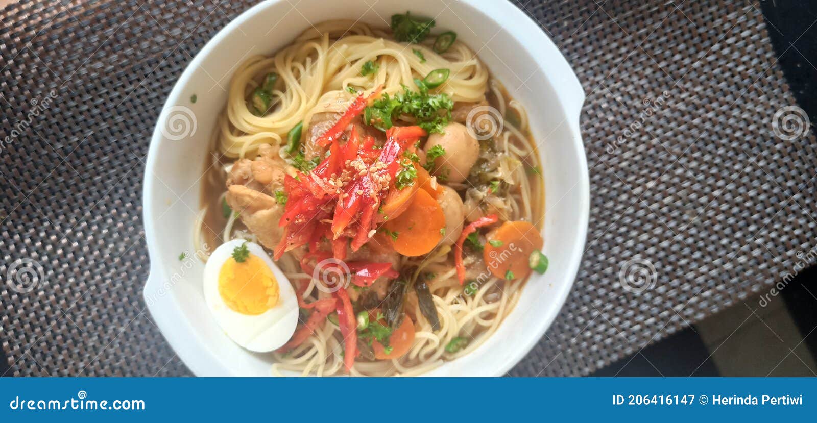Home Made Ramyun with Egg and Vegetable Stock Image - Image of ...