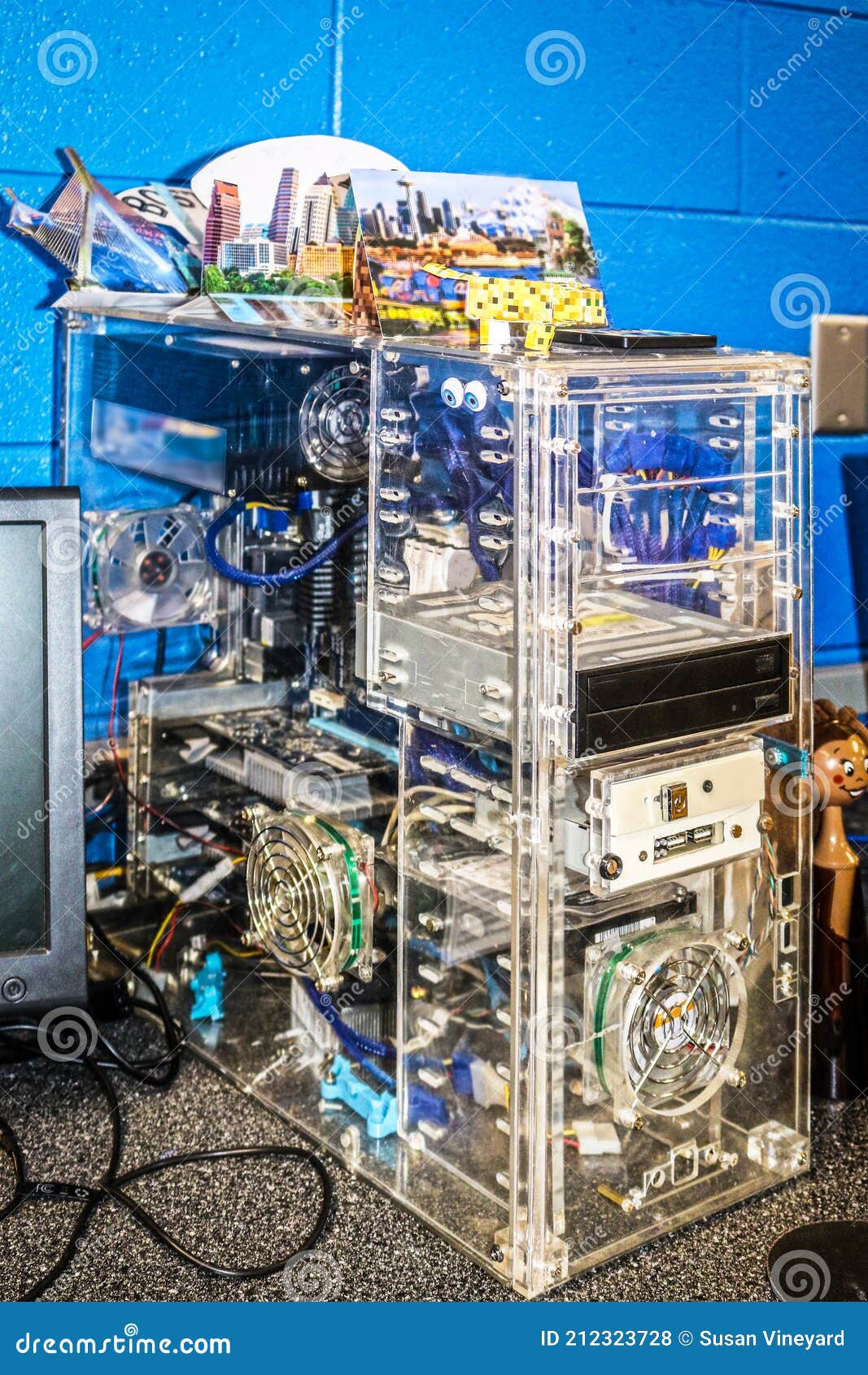 Home Made See through Computer Sitting on Lab Counter with Google ...