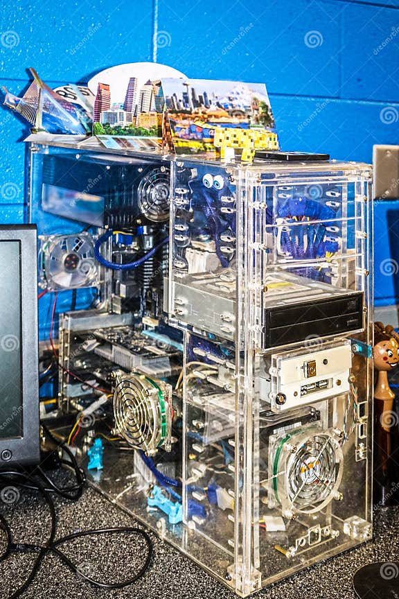 Home Made See through Computer Sitting on Lab Counter with Google ...