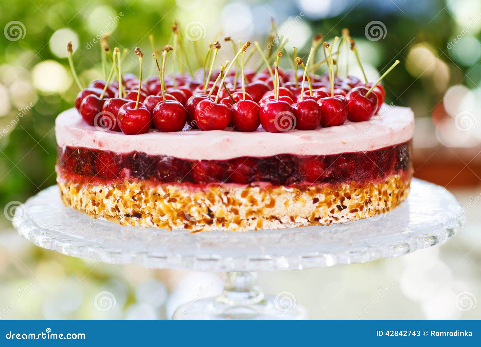 Home Made Sweet Cherry Cake. Stock Image - Image of summer, ladyfinger ...