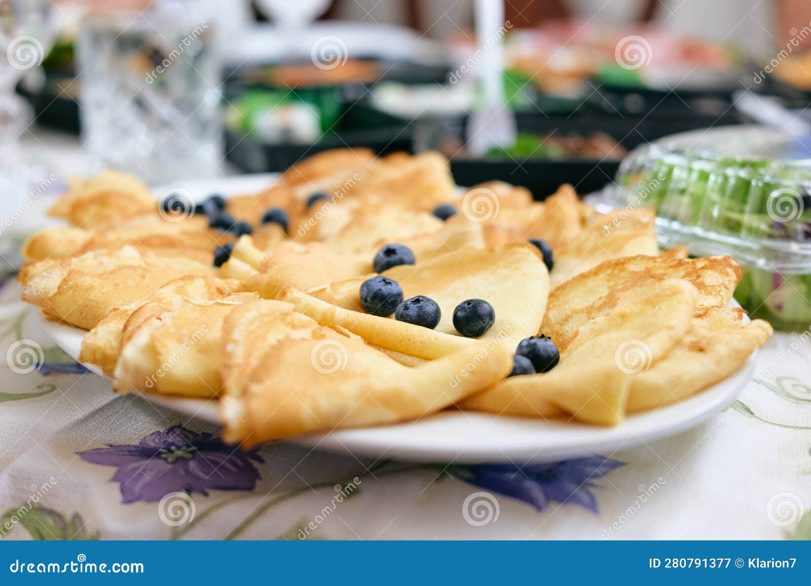Home Made Ukrainian Crepes Decorated with Blueberries Stock Image ...