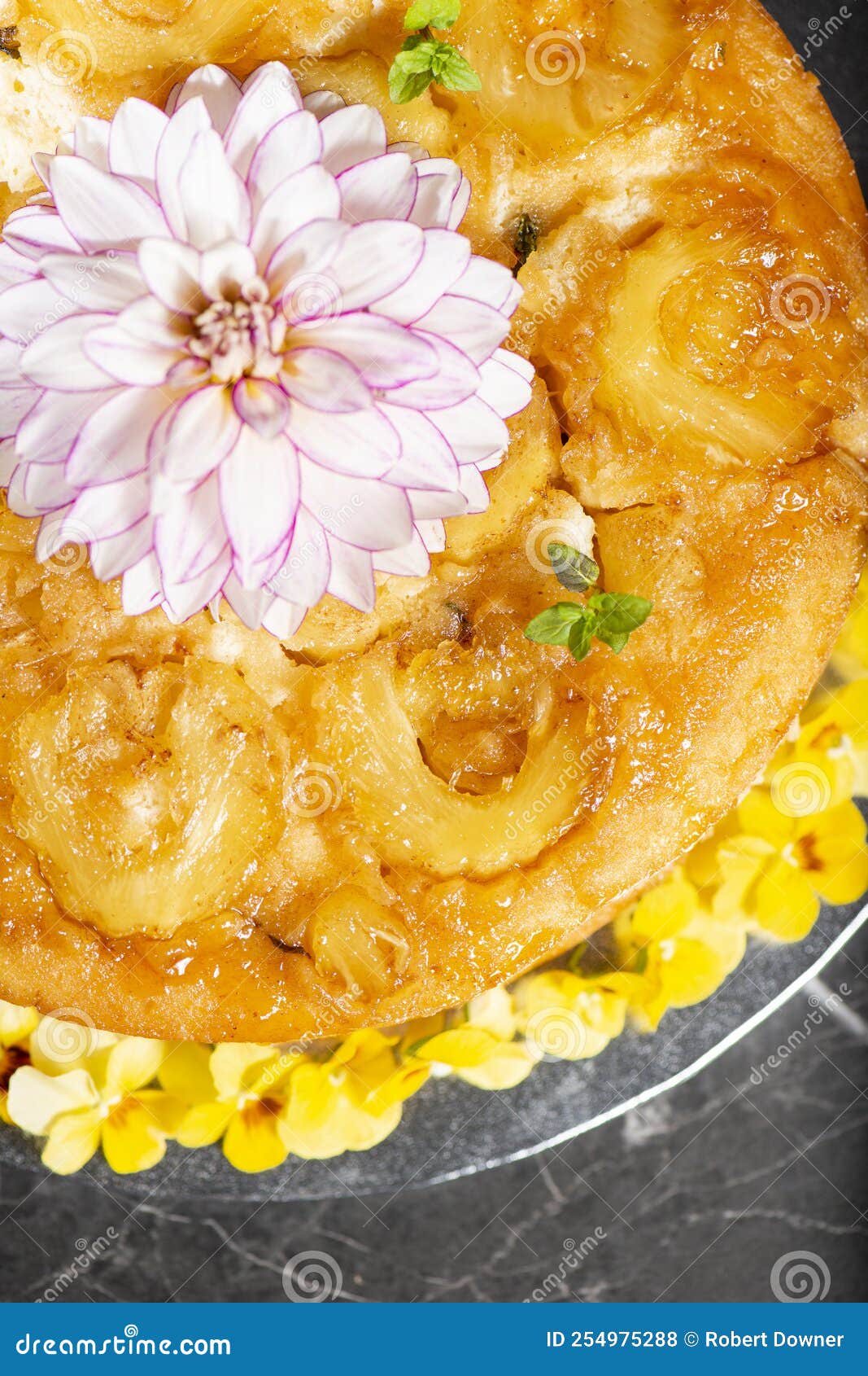 Upside-down pineapple cake stock photo. Image of mixedberries - 254975288