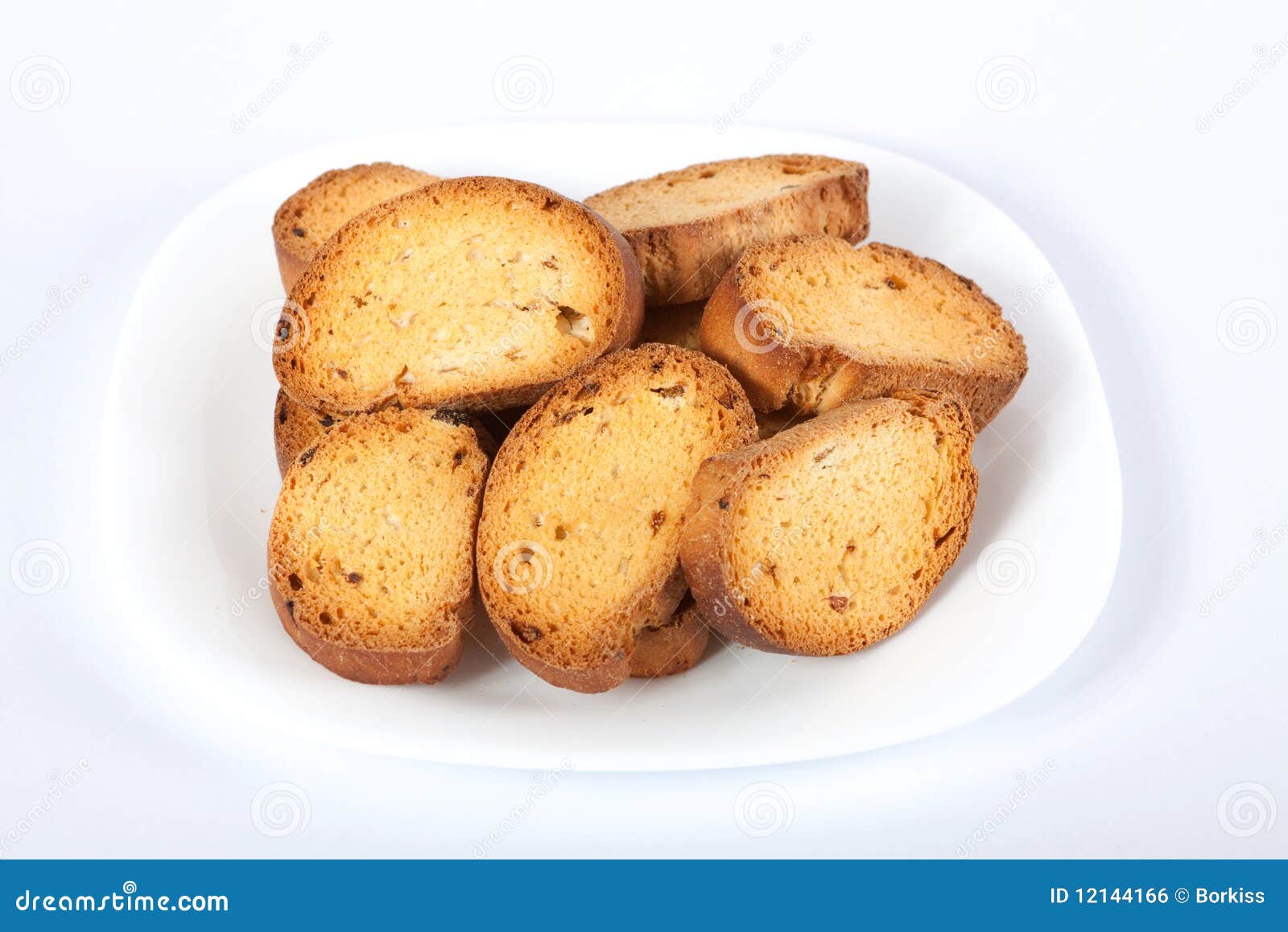 Home-maid Rusk with Raisins on Plate Stock Photo - Image of slice ...