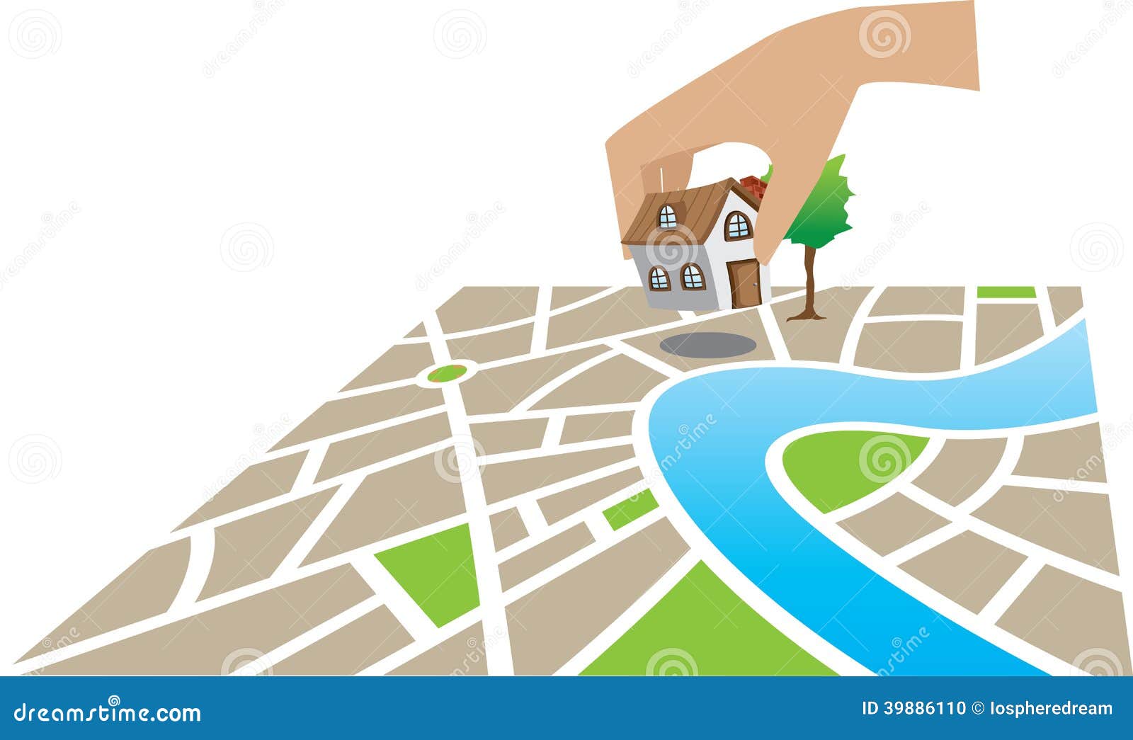 Home on map stock vector. Illustration of ground, straight - 39886110