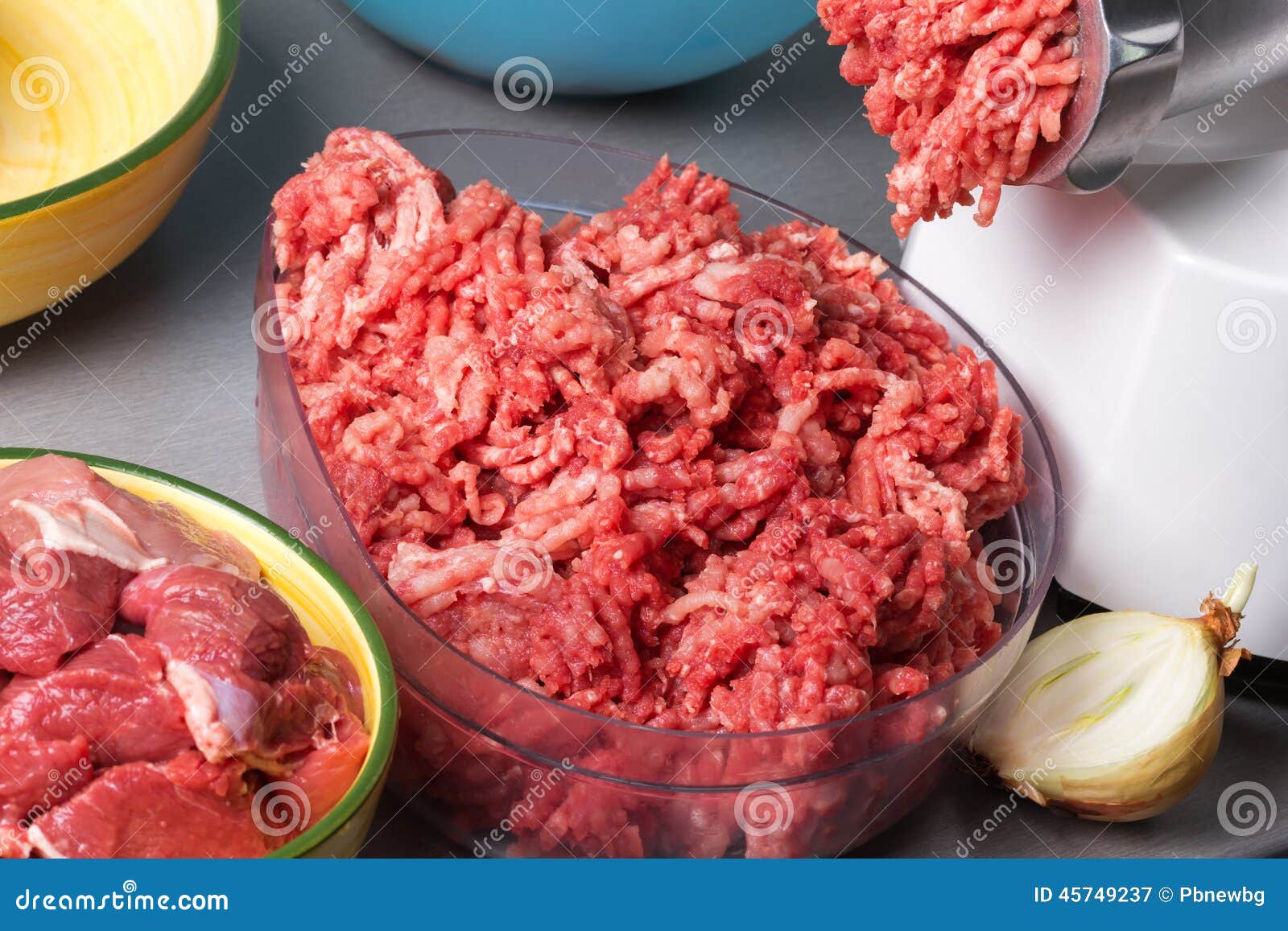Home Meat Grinder Scrolls Minced Stock Image - Image of protein ...