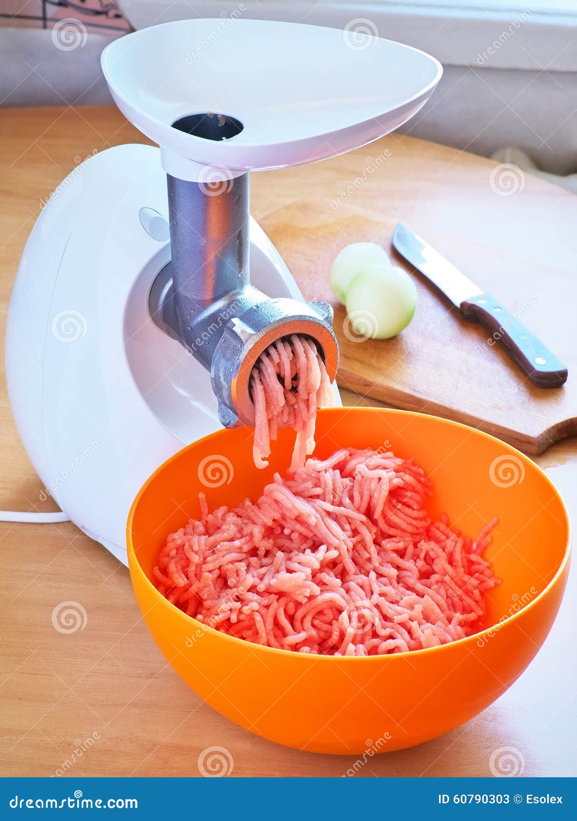 Home Meat Grinder Scrolls Minced Beef and Pork. Stock Image - Image of ...