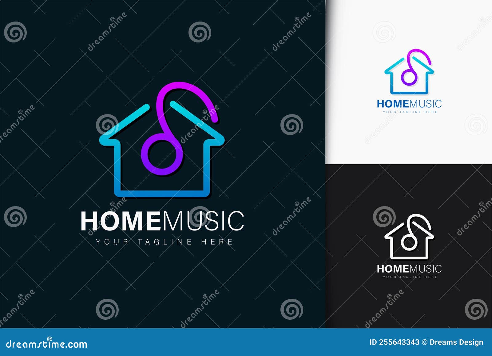 Home Music Logo Design with Gradient Stock Vector - Illustration of ...
