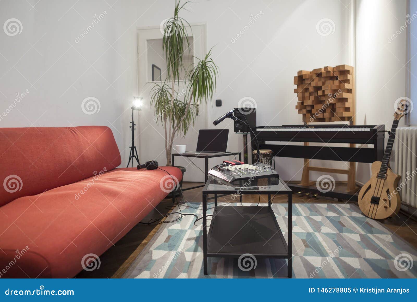 Home Music Studio Equipped with Various Instruments Stock Image - Image ...