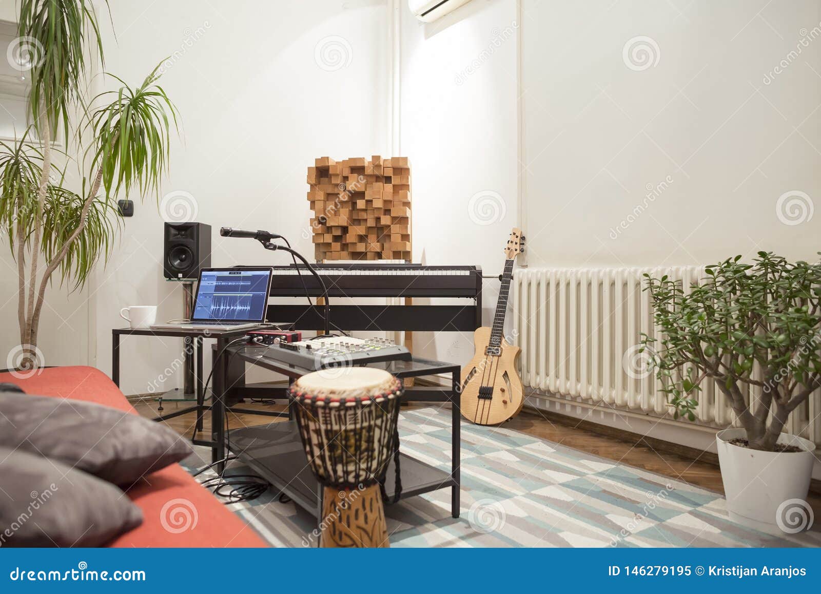 Home Music Studio Equipped with Various Instruments Stock Image - Image ...