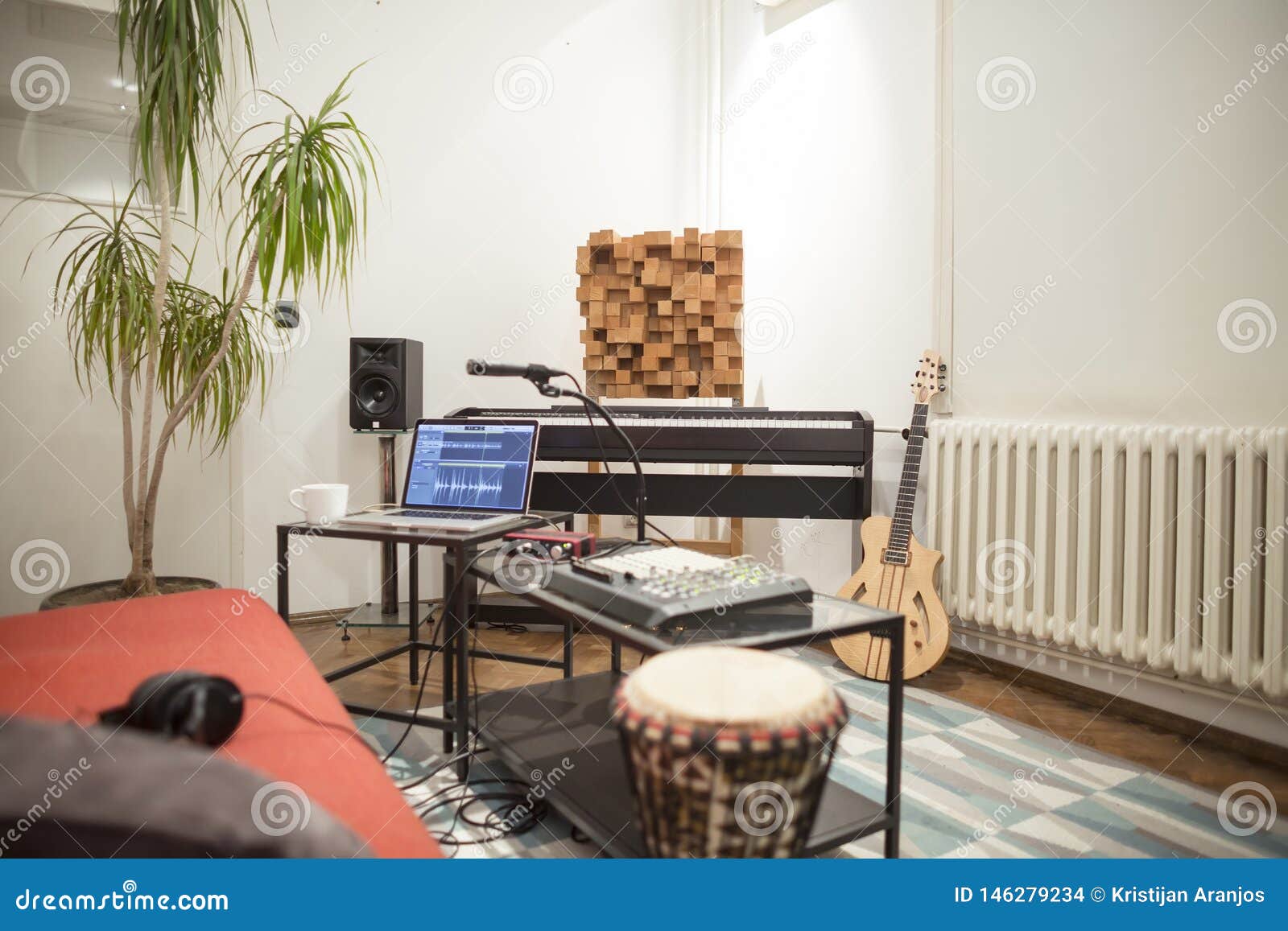 Home Music Studio Equipped with Various Instruments Stock Photo - Image ...