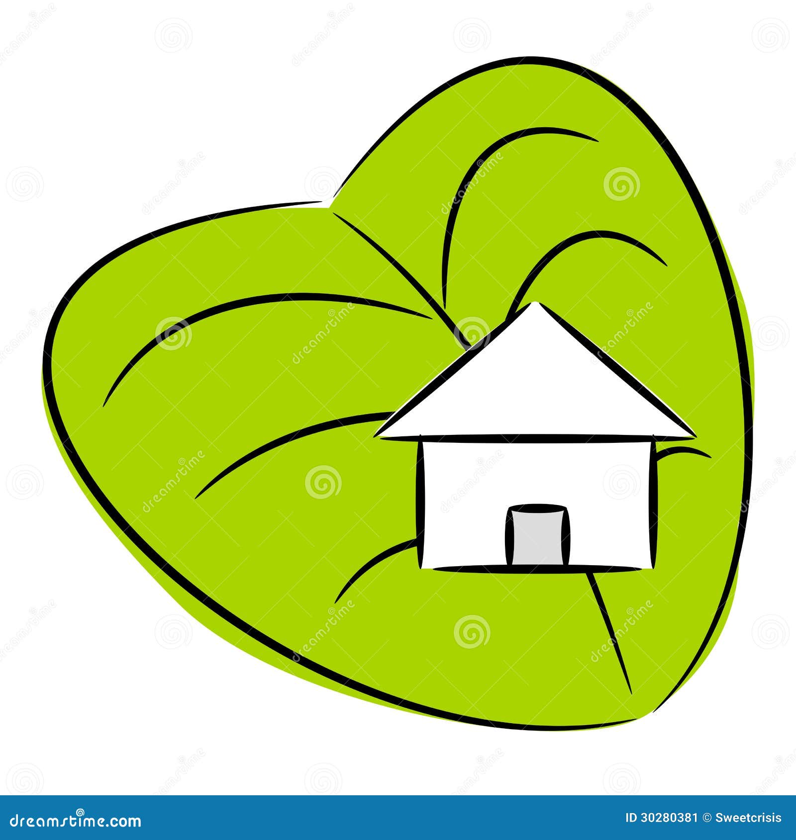 Home and Nature Illustration Stock Vector - Illustration of green ...