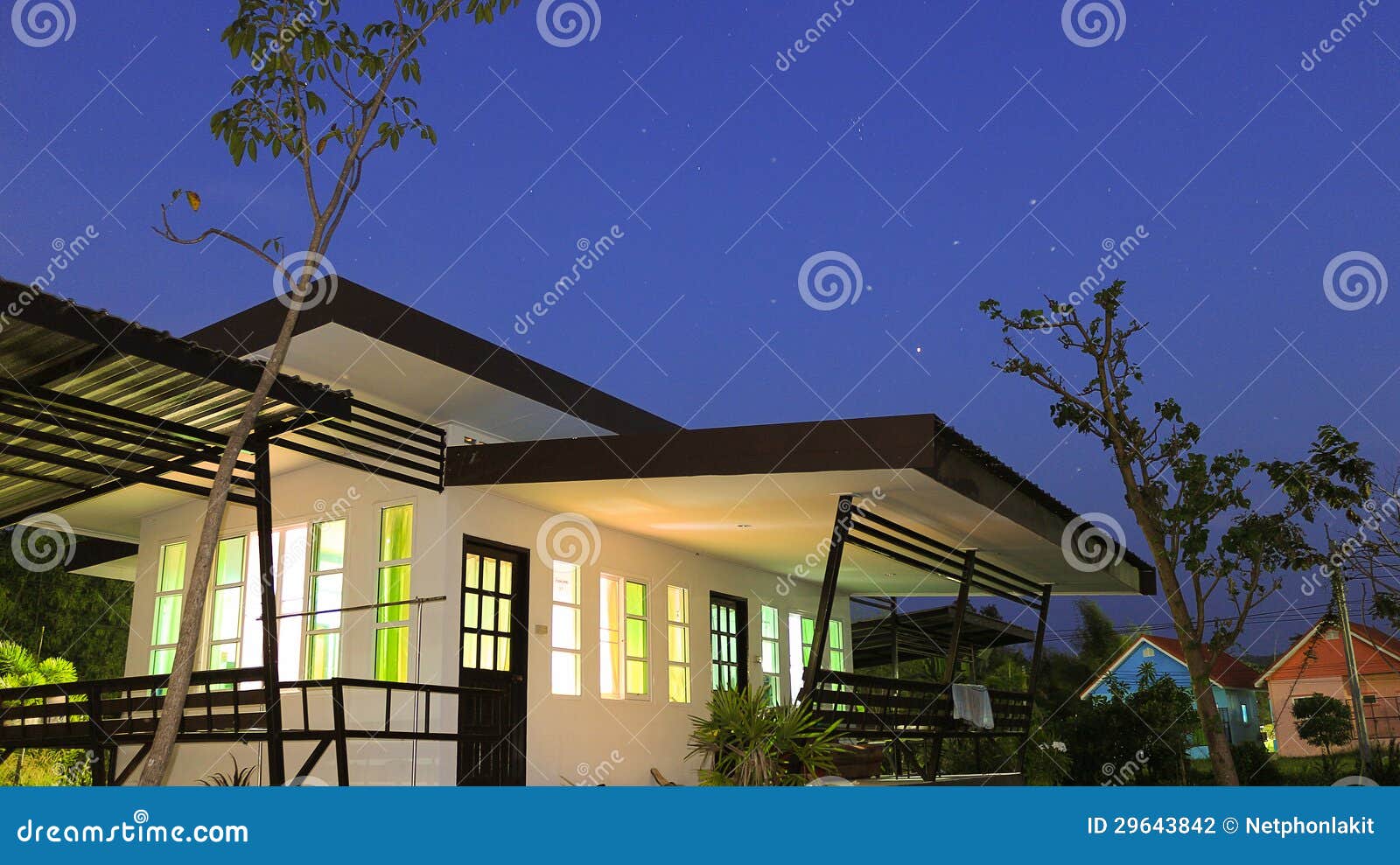 Home in night time. stock photo. Image of architecture - 29643842