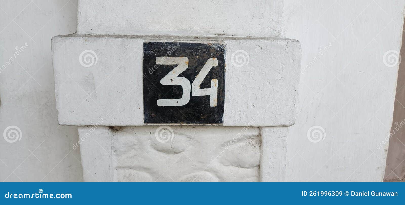 Home Number Thirty Four stock image. Image of wall, four - 261996309